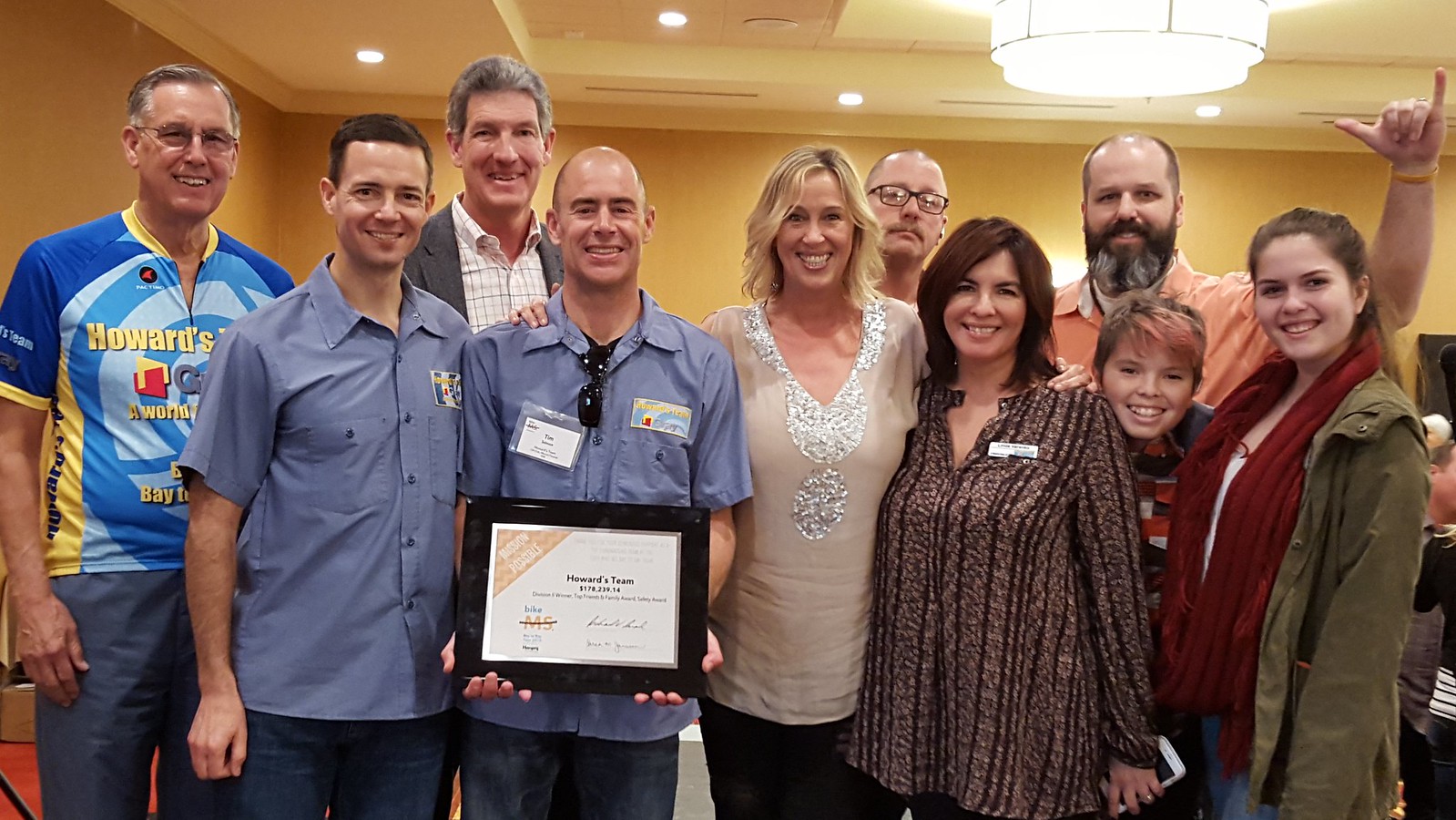 Receives Top Team Fund Raising Award at 2015 Bike MS Tour - Howard's Team